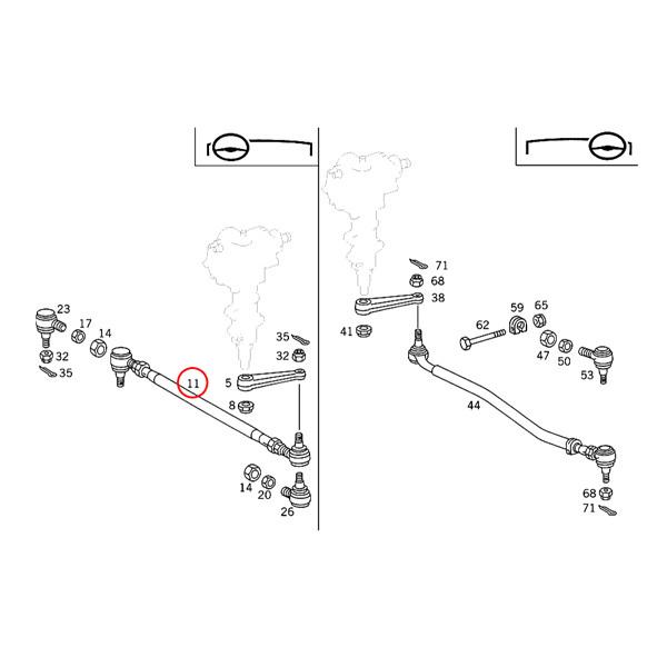Mercedes-Benz 純正OEM LEMFORDER製 ベンツ W463 ロング 300GE センターロッド/ドラッグリンク 左ハンドル ...