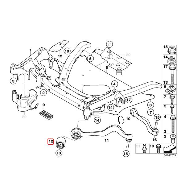 BMW 純正OEM LEMFORDER製 BMW E63 E64 630i 645Ci 650i M6 フロント ストラットアームブッシュ ...