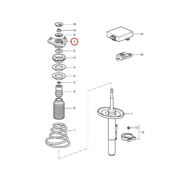 PORSCHE LEMFORDER製 Porsche ポルシェ 911 996 997 フロント ショックアッパーマウント/ストラットマウント ...