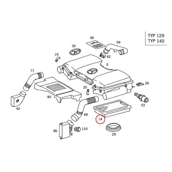Mercedes-Benz（メルセデス・ベンツ） 純正OEM MAHLE製 ベンツ SL R129 エアフィルター/エアクリーナー 2枚セット ...