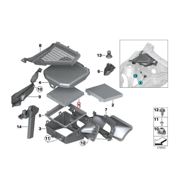 純正OEM MANN製 BMW X4/F26 M40i エアコンフィルター 活性炭入り 2枚セット 64319237157 ...