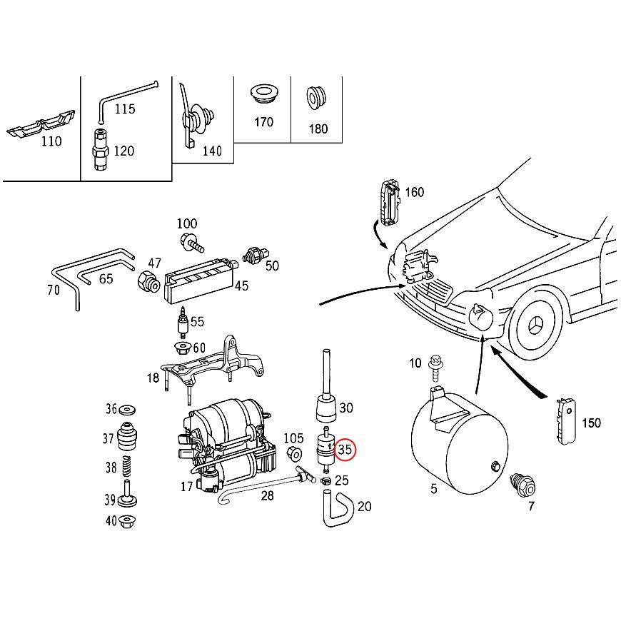 純正OEM MANN製 ベンツ W220 W221 エアサスコンプレッサーフィルター 2203200069 S320 S350 S430 ...