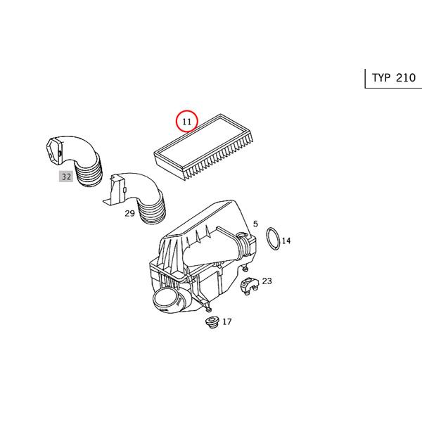Mercedes-Benz MEYLE製 ベンツ W210 E400 E430 エアフィルター/エアクリーナー/エアエレメント ...