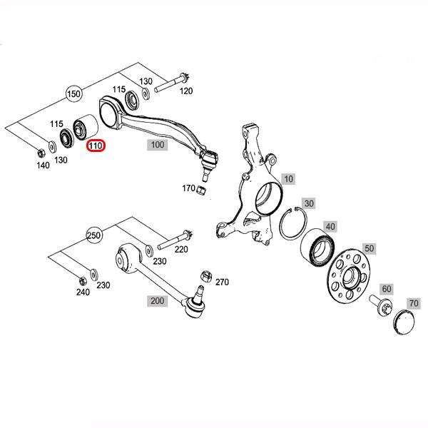 マイレ製 ベンツ C207 A207 フロント ラジアスアームブッシュ 左右 HD(強化版) 2043331114 2033331014 ...