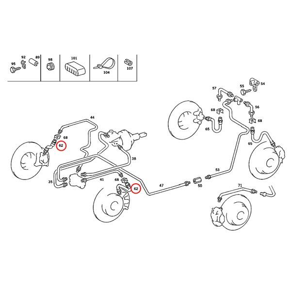 Mercedes-Benz MEYLE製 ベンツW124 Fブレーキホース左右 1294280035 ...