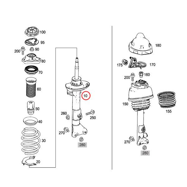 Mercedes-Benz MEYLE製 ベンツ W212 E350 E400 フロント ショックアブソーバー 片側 2123231300 ...