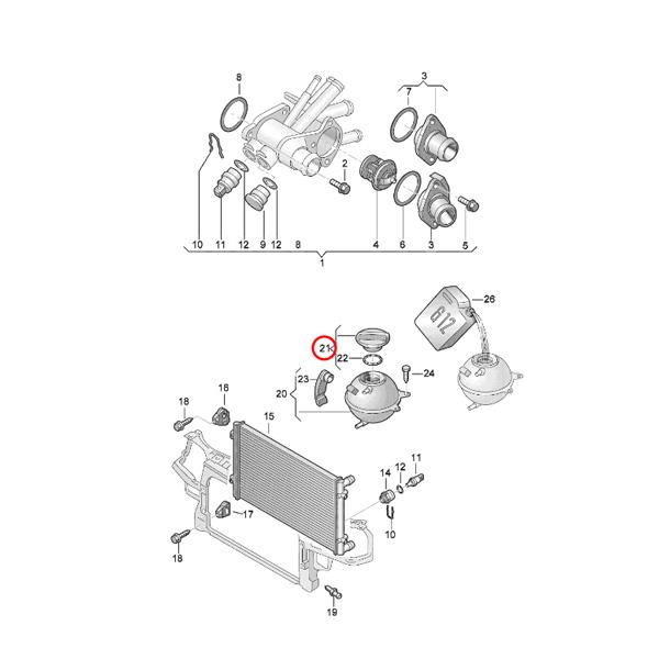 PORSCHE マイレ製 Porsche ポルシェ Cayenne カイエン 955型 2002〜2007年式 ラジエーターサブタンクキャップ ...