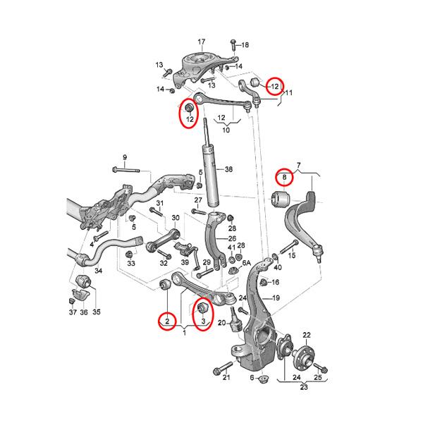 Audi（アウディ） マイレ A6 4G/C7 2011〜2018年式 フロント ロアアーム/アッパーアーム ブッシュ HD(強化版 ...