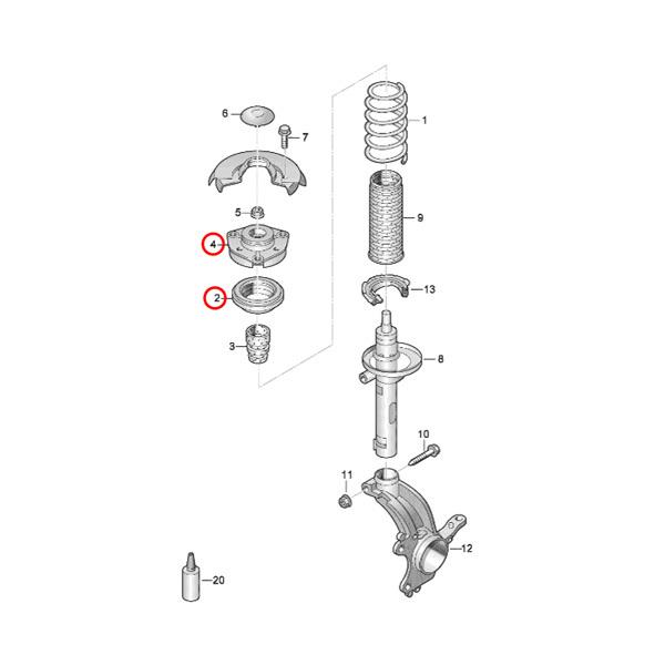 マイレ製 AUDI アウディ A3 8V 2012〜2020年式 フロント ショックアッパーマウント 片側 5Q0412331C ...