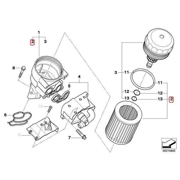 BMW マイレ製 E46 318i 318Ci 316ti 318ti エンジンオイルフィルター/エンジンオイルエレメント ...