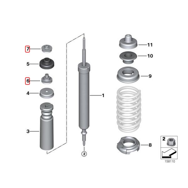 BMW MEYLE製 E87 E88 E82 116i 118i 120i 130i 135i リア/リヤ ショックロアマウント＆ショックアッパーマウント 33506771738 ...