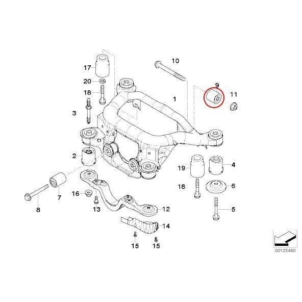 MEYLE製 BMW E46 318Ci 328Ci 330Ci 316ti 318ti リア/リヤ アクスルキャリア ラバーマウント ...
