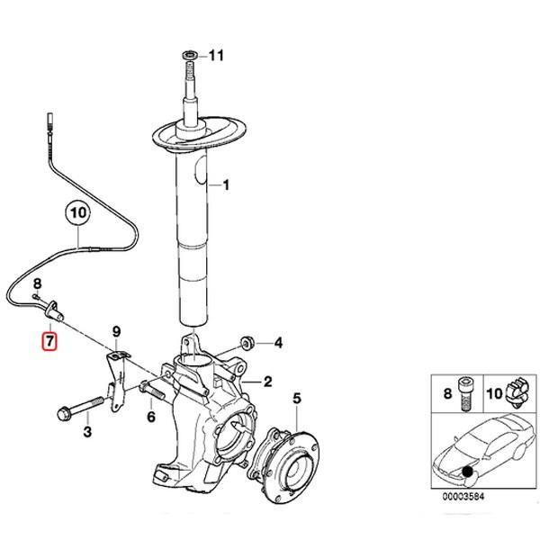 BMW MEYLE製 5シリーズ E39 フロント ABSセンサー/スピードセンサー 34526756375 525i 528i 530i ...