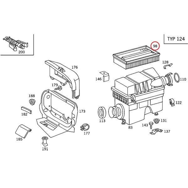 Mercedes-Benz OP Parts製 ベンツ W124 280E 320E 320TE 320CE E280 E320 エア ...