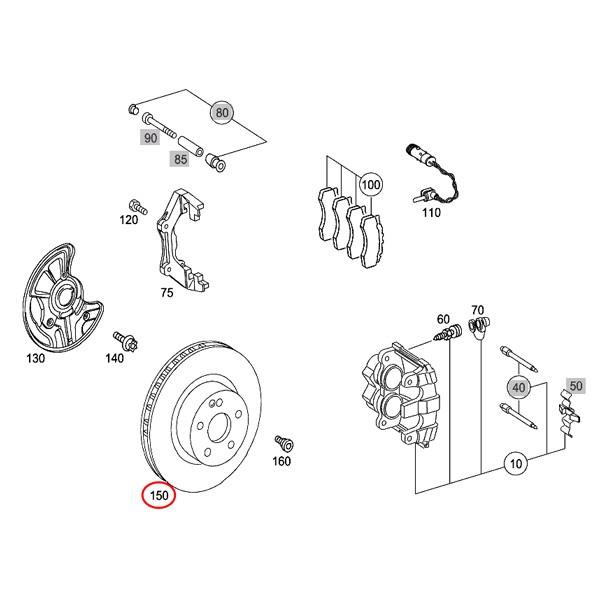 Mercedes-Benz OP Parts製 ベンツ W211 フロント ブレーキディスク/ブレーキローター 左右 2114210812 ...