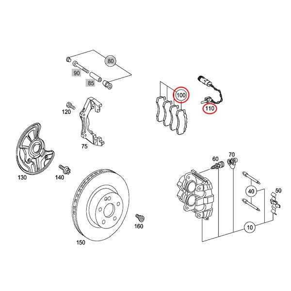 Mercedes-Benz OP Parts製 ベンツ W211 E240 E250 フロント ブレーキパッド パッドセンサー2本付き ...