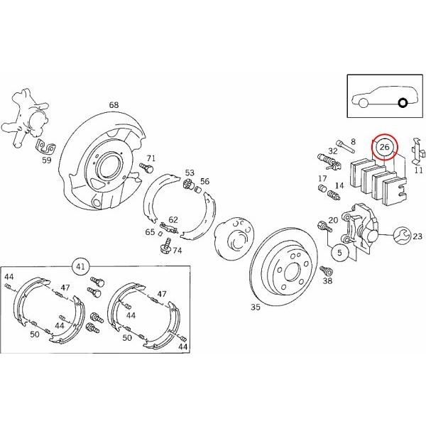 PAGID製 ベンツ R129 R170 リア/リヤ ブレーキパッド左右セット 0024201620 0024208020 ...