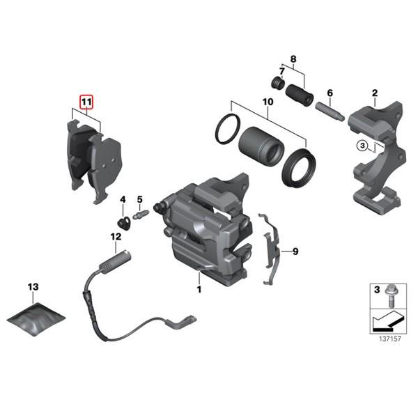 BMW 純正OEM PAGID製 E91 ワゴン 325i 335i リア/リヤ ディスクブレーキパッド 左右セット 34216791938 ...