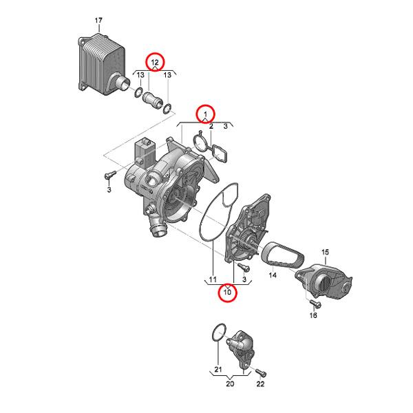 Audi Pierburg製 AUDI アウディ A1 8X GB A3 8V A4 8K/B8 8W/B9 ウォーターポンプASSY 06K121011 06K121011B ...