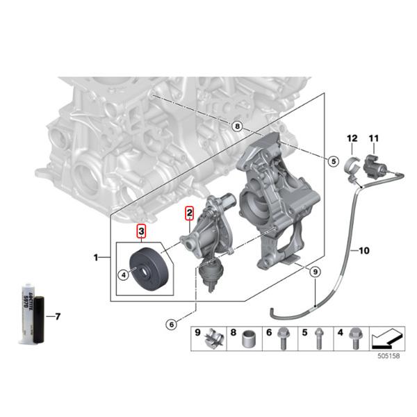 BMW BMW F22 F23 F30 F31 F34 220i 320i 330i ウォーターポンプ＆サーモスタット B48 エンジン用 ...
