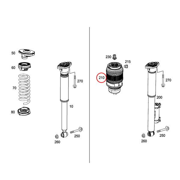 Mercedes-Benz ベンツ W205 S205 C180 C200 C220d C250 C43 C63 リア エアサスペンション ...