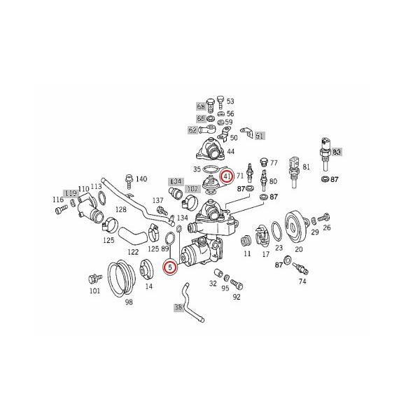 グラフ ベンツ W140 S280 S320 ウォーターポンプ＆サーモスタット メクラキャップ付 M104 1042002701 ...