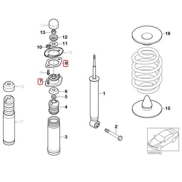 BMW 純正OEM LEMFORDER Z4/E85E86 リア/リヤ ショックアッパーマウント左右 ガスケット付 33526779670 ...
