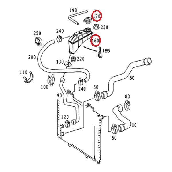 Mercedes-Benz ベンツ W210 E430 ラジエーターサブタンク/リザーバータンク キャップ付 2105000549 ...