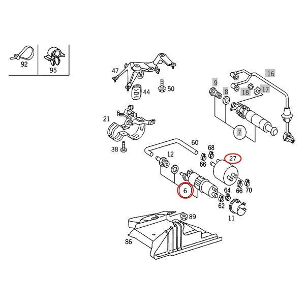Mercedes-Benz ベンツ W202 C200 C240 C280 燃料ポンプ＆燃料フィルターセット 0004706394 ...