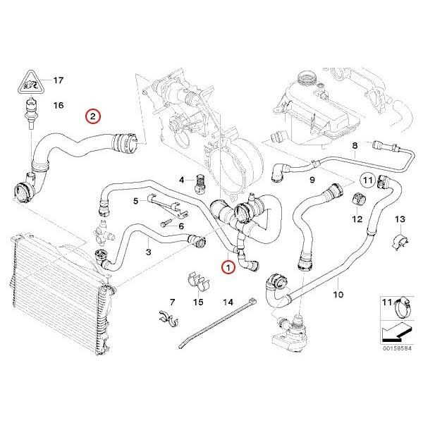 BMW E39 E38 ラジエーターホース アッパー＆ロア 2本セット 11537505228 11531711321 11537505229 ...
