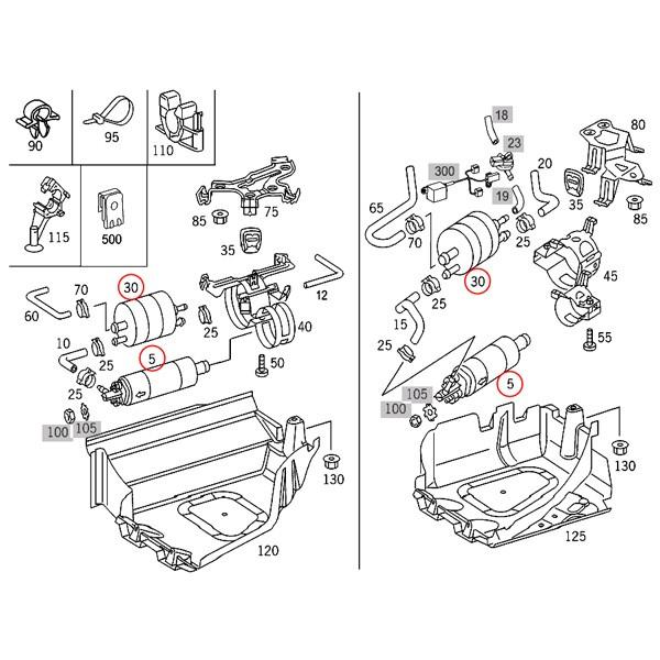 Mercedes-Benz 純正OEM ベンツ R230 SL350 SL500 SL550 燃料ポンプ＆フィルターセット ...