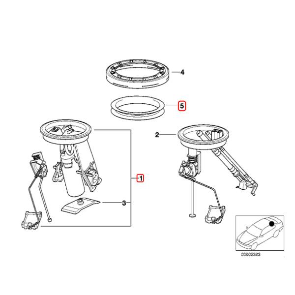 BMW URO製 BMW E36 3シリーズ 318i 320i 燃料ポンプ＆シールリングセット 16141182842 ...