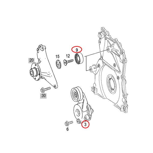 Mercedes-Benz ベンツ Eクラス W211 W212 ベルトテンショナー＆プーリー＆ファンベルト OM642 エンジン用 ...
