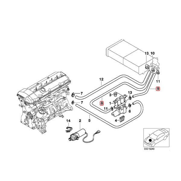 BMW CRP製 BMW 5シリーズ E39 525i 528i 530i 540i M5 ウォーターバルブ ヒーターホース 左右セット ...