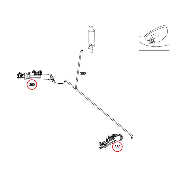 Mercedes-Benz ベンツ W204 C250 C300 ヘッドライト ウォッシャーノズル 左右セット 2048602747 ...