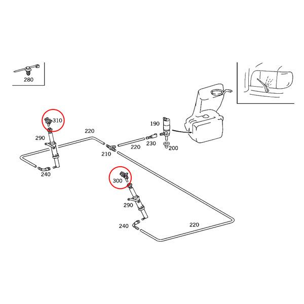 Mercedes-Benz ベンツ W220 S320 S430 ヘッドライト ウォッシャーノズル 左右セット 2208601547 ...