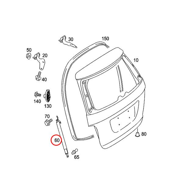純正OEM STABILUS製 ベンツ X164 GL550 リアゲートダンパー オートマチックテールゲート用 右側 1647400645 ...