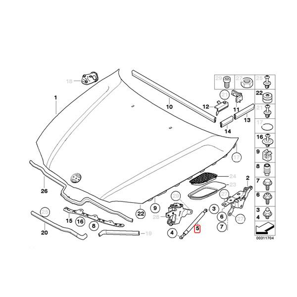 BMW [6ヶ月保証付き]純正OEM STABILUS製 E87 116i 118i 120i 130i ボンネットダンパー/エンジンフードダンパー 片側 51237118370 : プロ ...