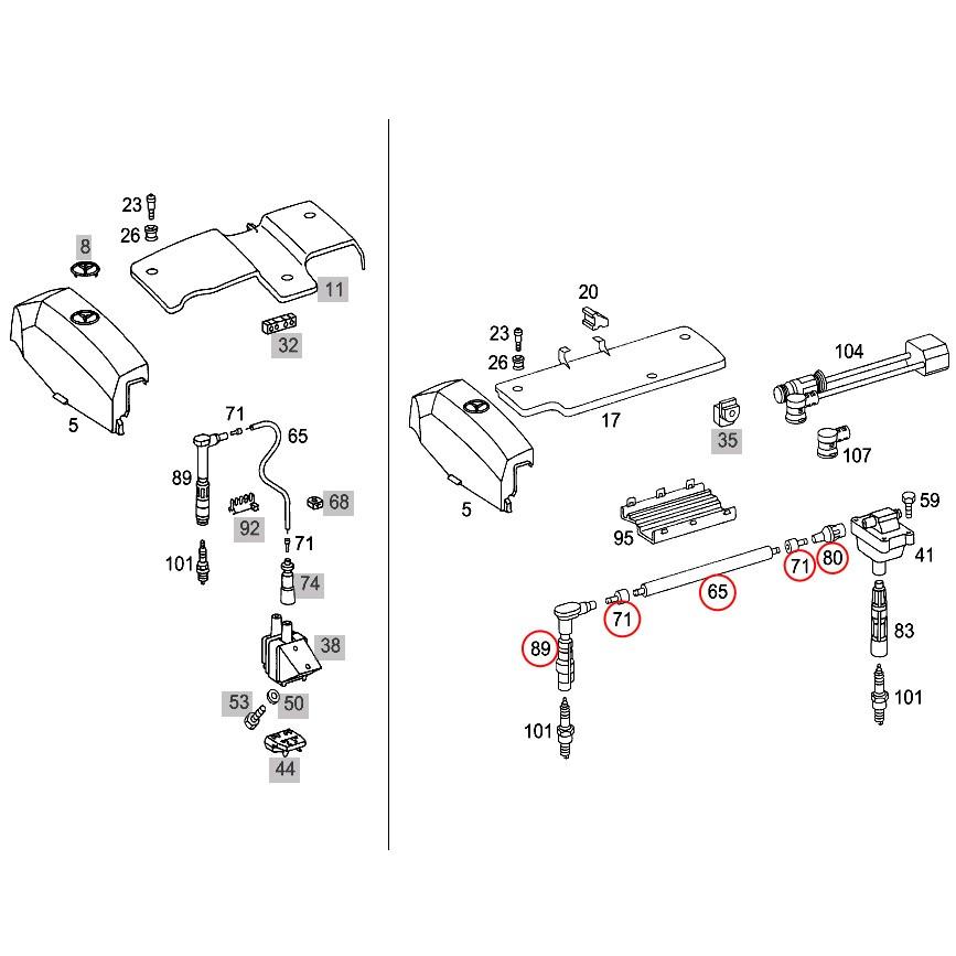 ベンツ R170 W208 SLK200 CLK200 プラグコード 一台分 M111 直4 エンジン用 2021500119 ...