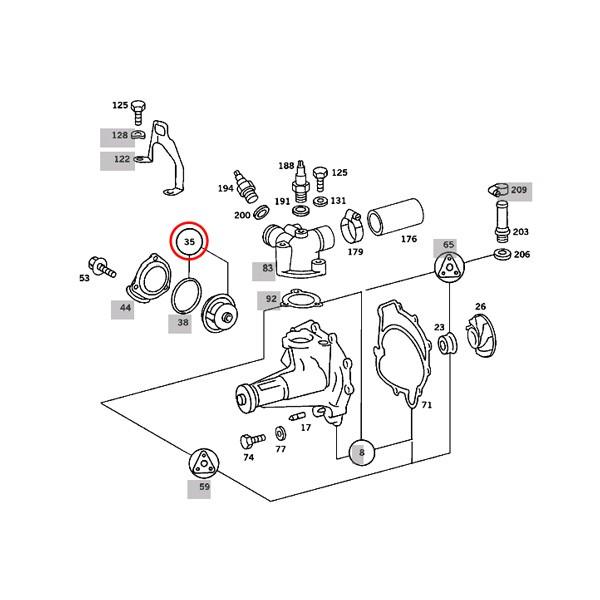 Mercedes-Benz [優良品]ベンツ W126 380SEL 500SEL サーモスタット/サーモスタッド 84℃ 開弁式 ガスケット ...