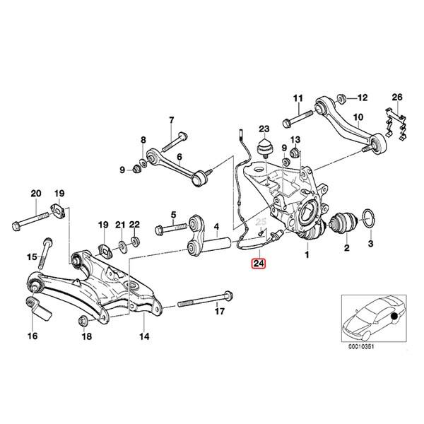 BMW E39 530i リア/リヤ ABSセンサー/スピードセンサー 左右共通 片側 34526756377 : プロテックオートストア ...