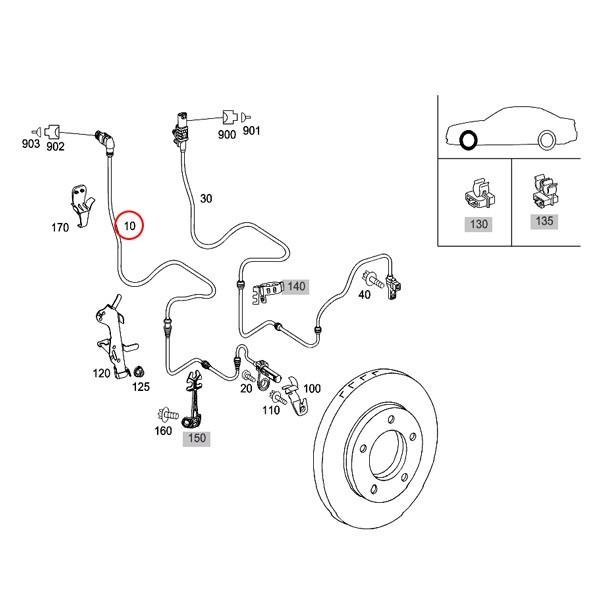 BMW ベンツ Sクラス W221 S550_4MATIC フロント ABSセンサー/スピードセンサー 左右共通 片側 2219055500 ...