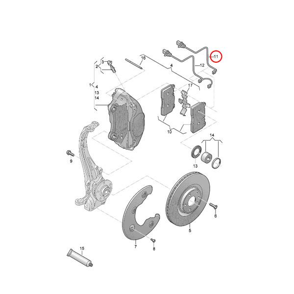 Audi 全国送料200円 AUDI アウディ Q5 8R 2008年式〜 フロント ブレーキパッドセンサー 1本 8R0615121 ...