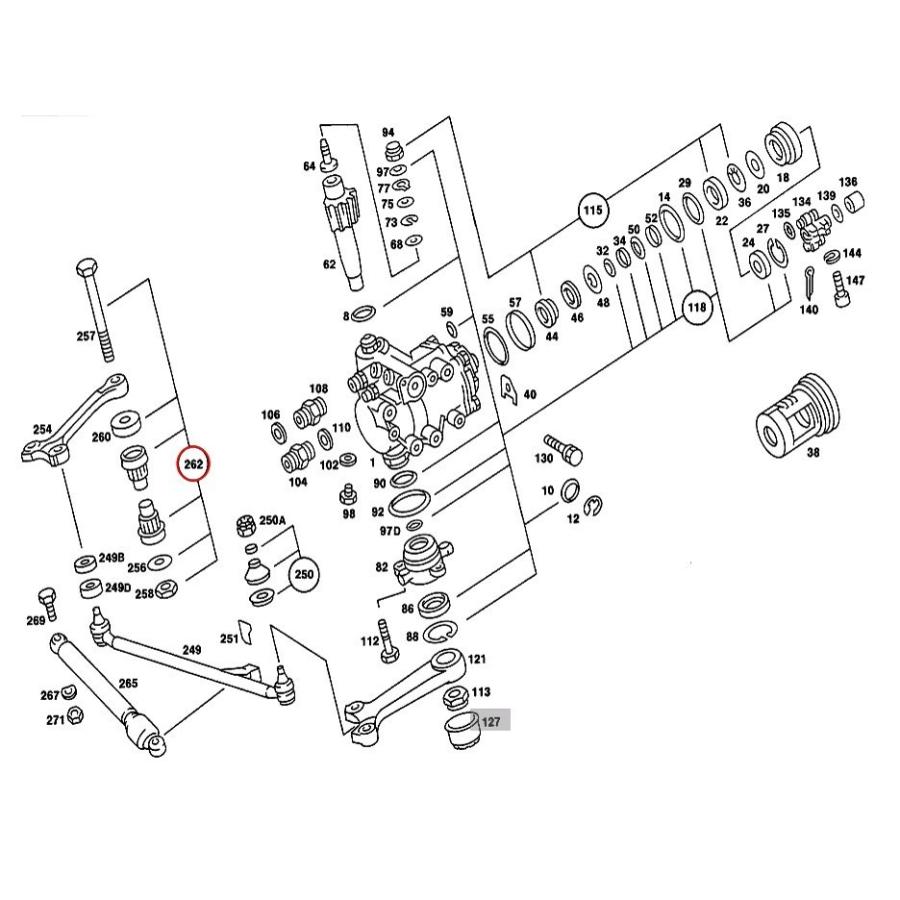 Mercedes-Benz febi bilstein製 ベンツ W116 アイドラアーム ブッシュキット1264600819 280S ...