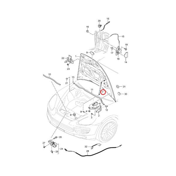 TUFF SUPPORT製 Porsche ポルシェ Cayenne カイエン 958型 2011〜2014年式 ボンネットダンパー/エンジン ...