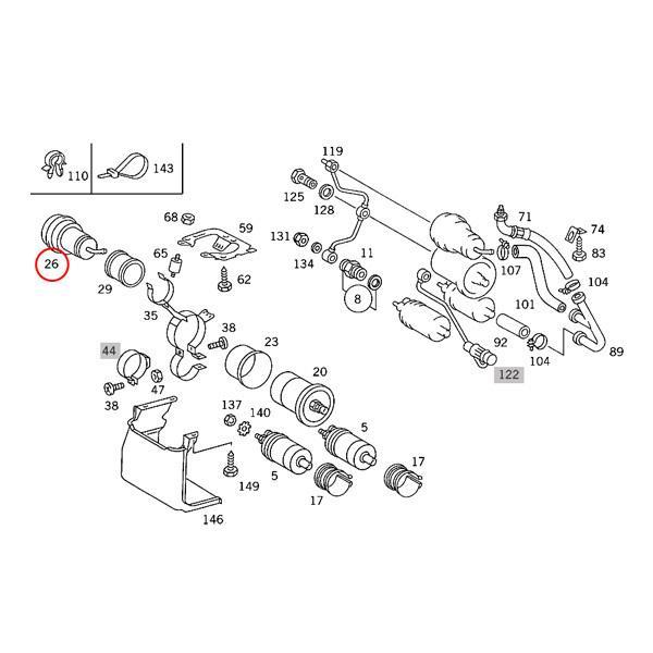 Mercedes-Benz（メルセデス・ベンツ） URO製 ベンツ R107 W201 300SL 190E 燃料アキュームレーター/フ ...