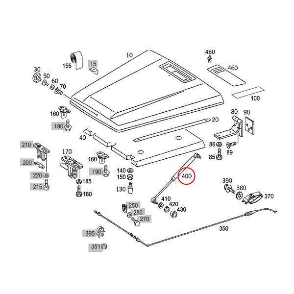 Mercedes-Benz（メルセデス・ベンツ） URO製 ベンツ W463 G55AMG G63AMG ボンネットダンパー/エンジンフード ...