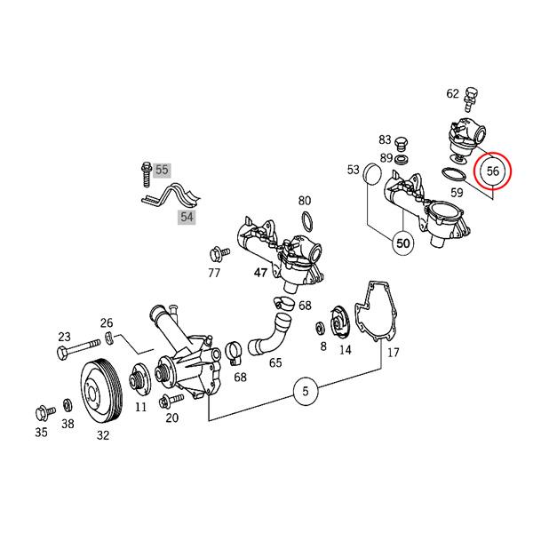 Mercedes-Benz（メルセデス・ベンツ） URO製 ベンツ W124 220E 220TE E220 サーモスタット 87℃ 開弁式 ...
