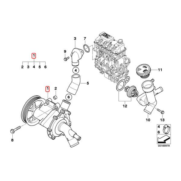 URO製 BMW MINI ミニ R50 ワン One 1.6i ウォーターポンプ W10 エンジン用 11517513062 ...