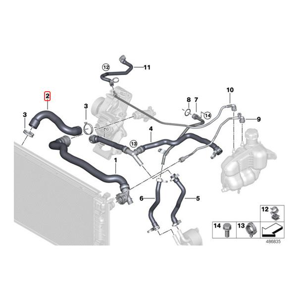 BMW URO製 F46 グランツアラー 218i ラジエーターホース ラジエーター〜サーモスタット間 B38 エンジン用 ...